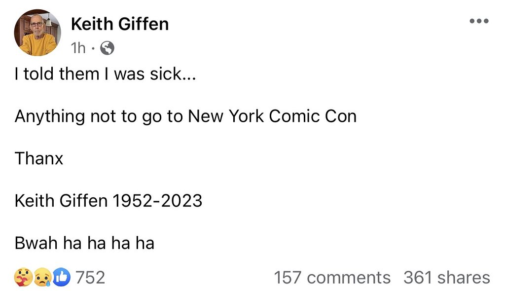 RIP Keith Giffen - Books, comics, TV, music - Quarter To Three Forums